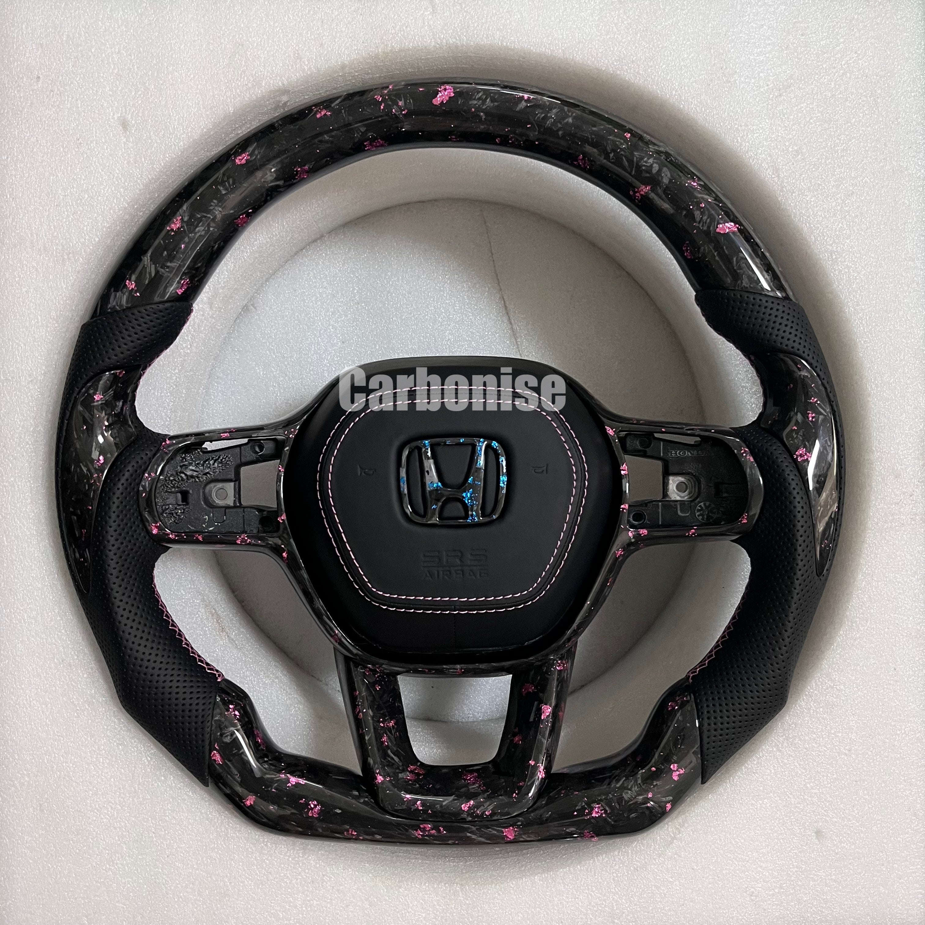 Honda Pink Forged Carbon Steering Wheel | Black Leather | Carbonise ...