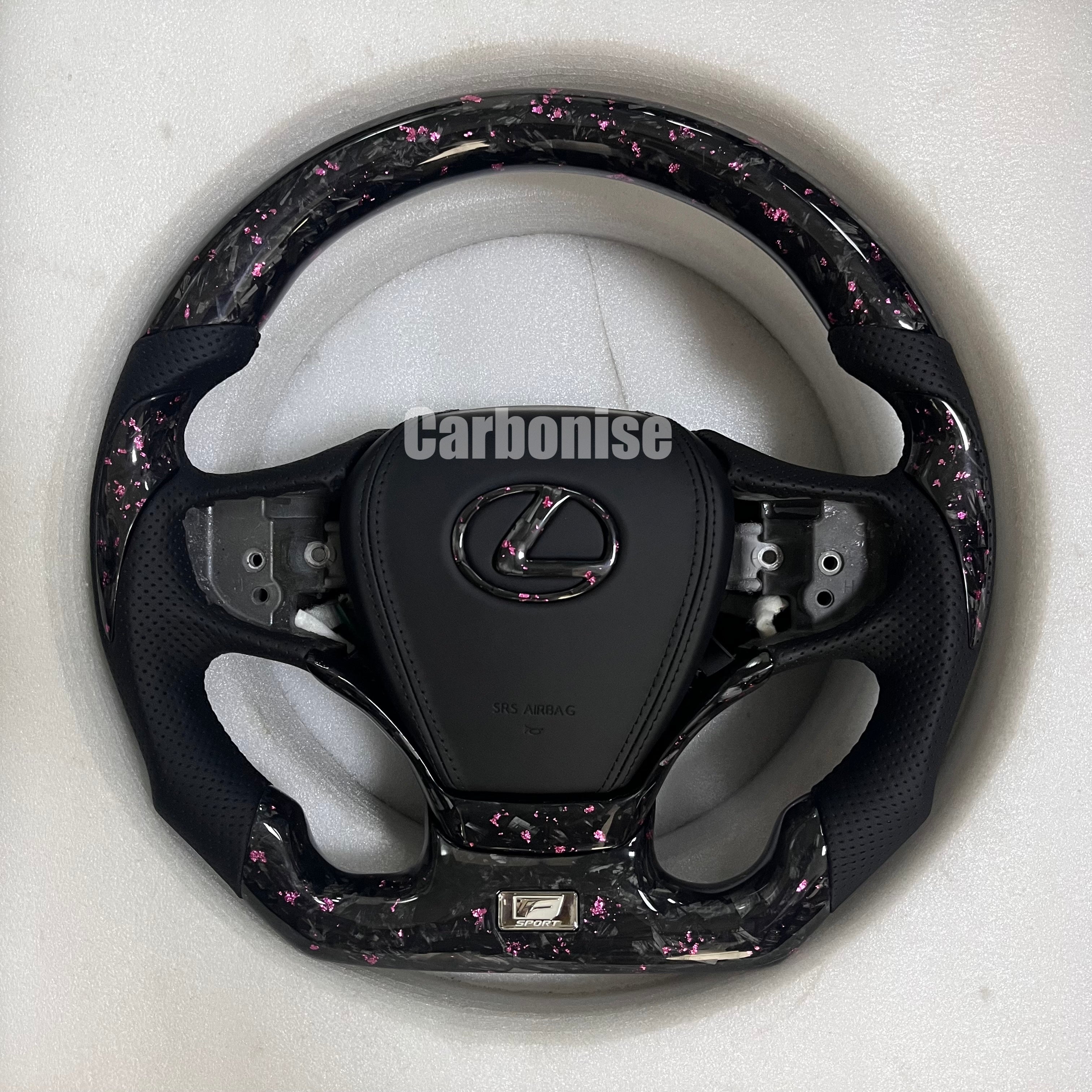 Lexus Forged Carbon Steering Wheel with Pink Flakes | Carbonise – CARBONISE